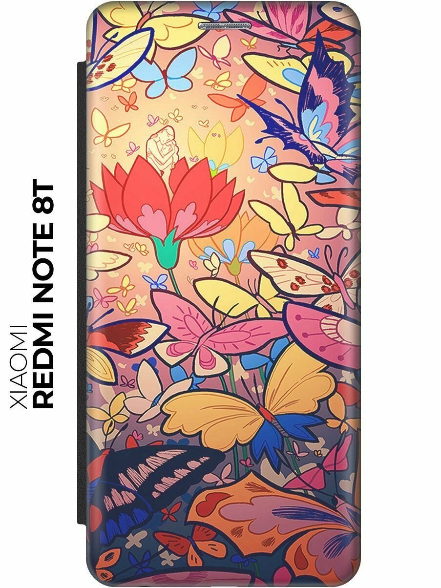 Чехол-книжка Красочный мир на Xiaomi Redmi Note 8T / Сяоми Редми Ноут 8Т черный