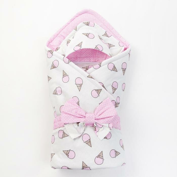 Конверт на выписку "Сластёна", цвет розовый, одеяло, чепчик, бант, 3 предмета, бязь