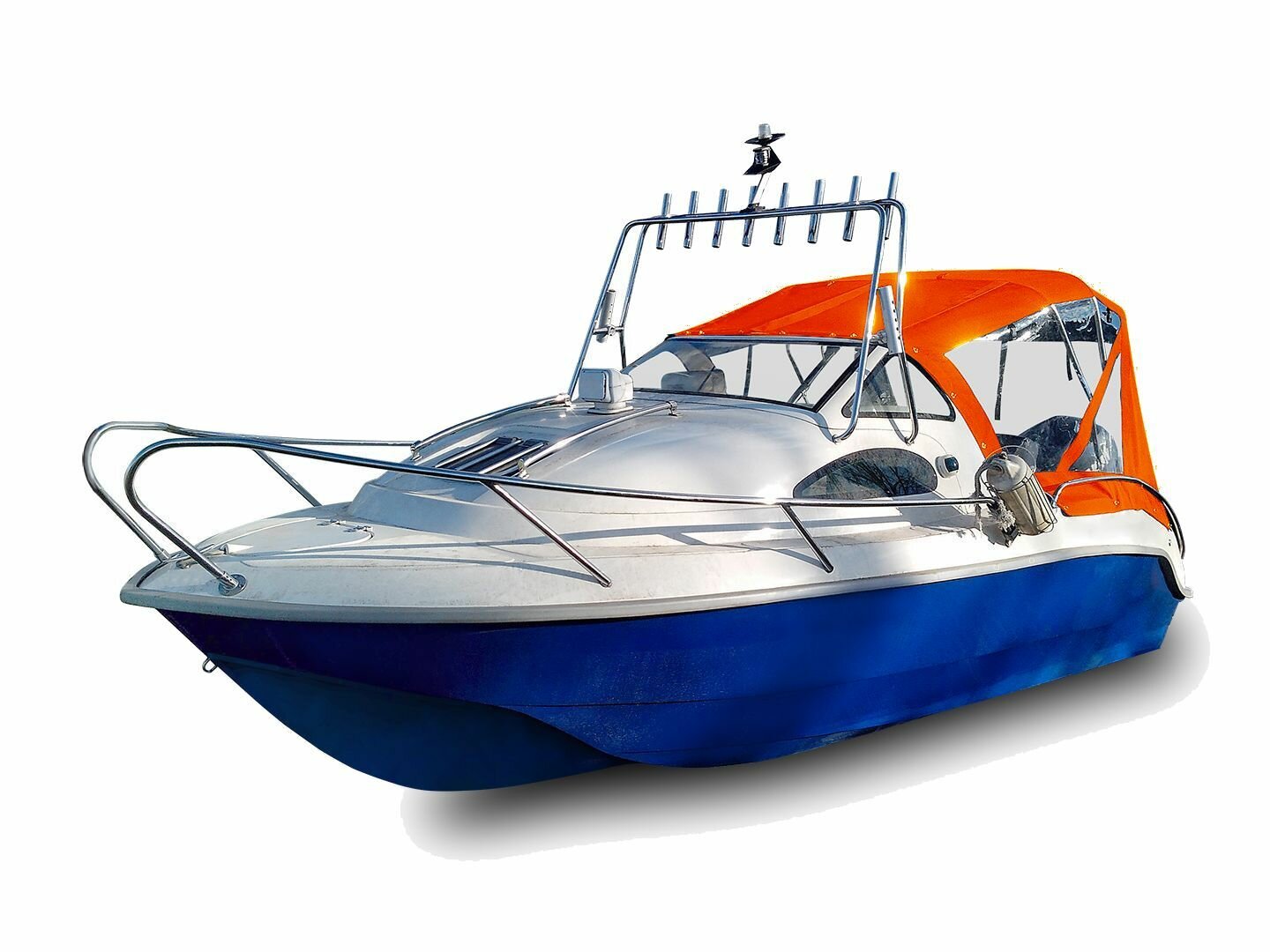 Корвет 600 ВА. Corvet 600 WA. Тент с дугами с креплениями на штатное стекло