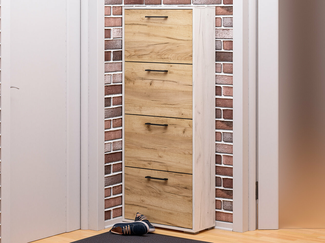 Обувница "МК Пирамида" ОБ-5, 4 отделения, 12 пар обуви, крафт светлый/крафт золотой