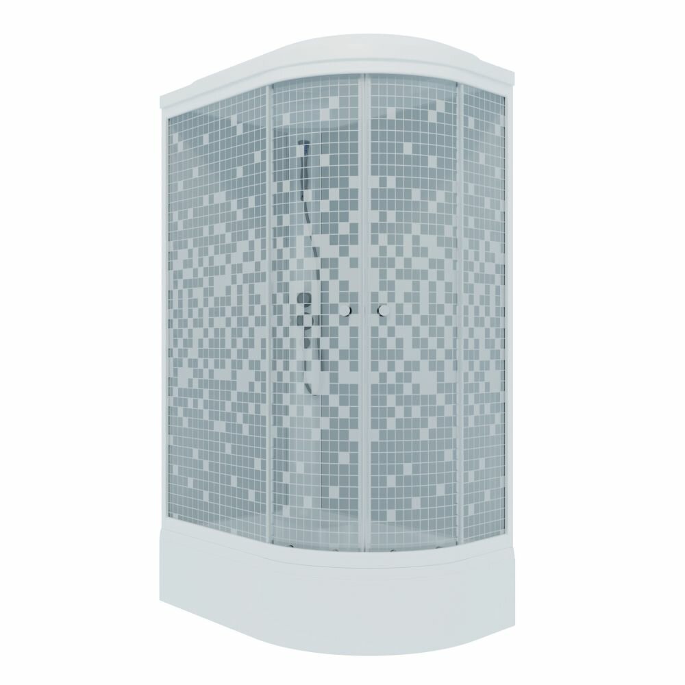 Душевая кабина Triton Коралл В (120х80) левая, средний поддон, стекло 4мм Мозаика/проф. белый DK235