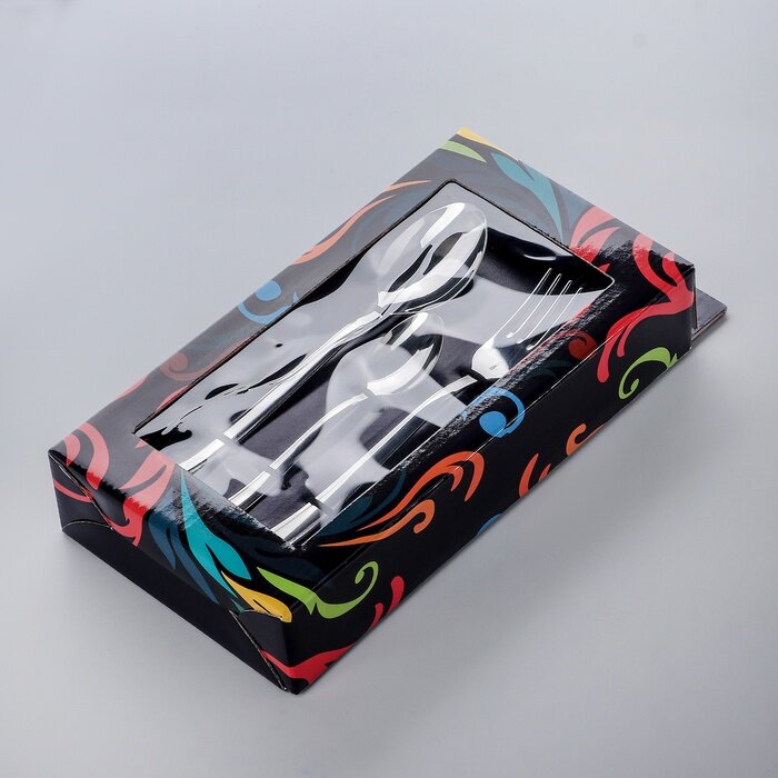 Набор столовых приборов Добросталь "Торжество", 18 предметов, толщина 2 мм, в коробке-витрине