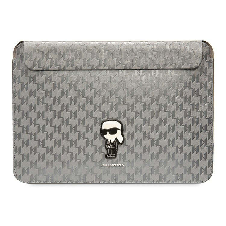 Karl Lagerfeld чехол для ноутбуков 13"/14", PU кожа Saffiano Sleeve Monogram NFT Karl Ikonik серебристый