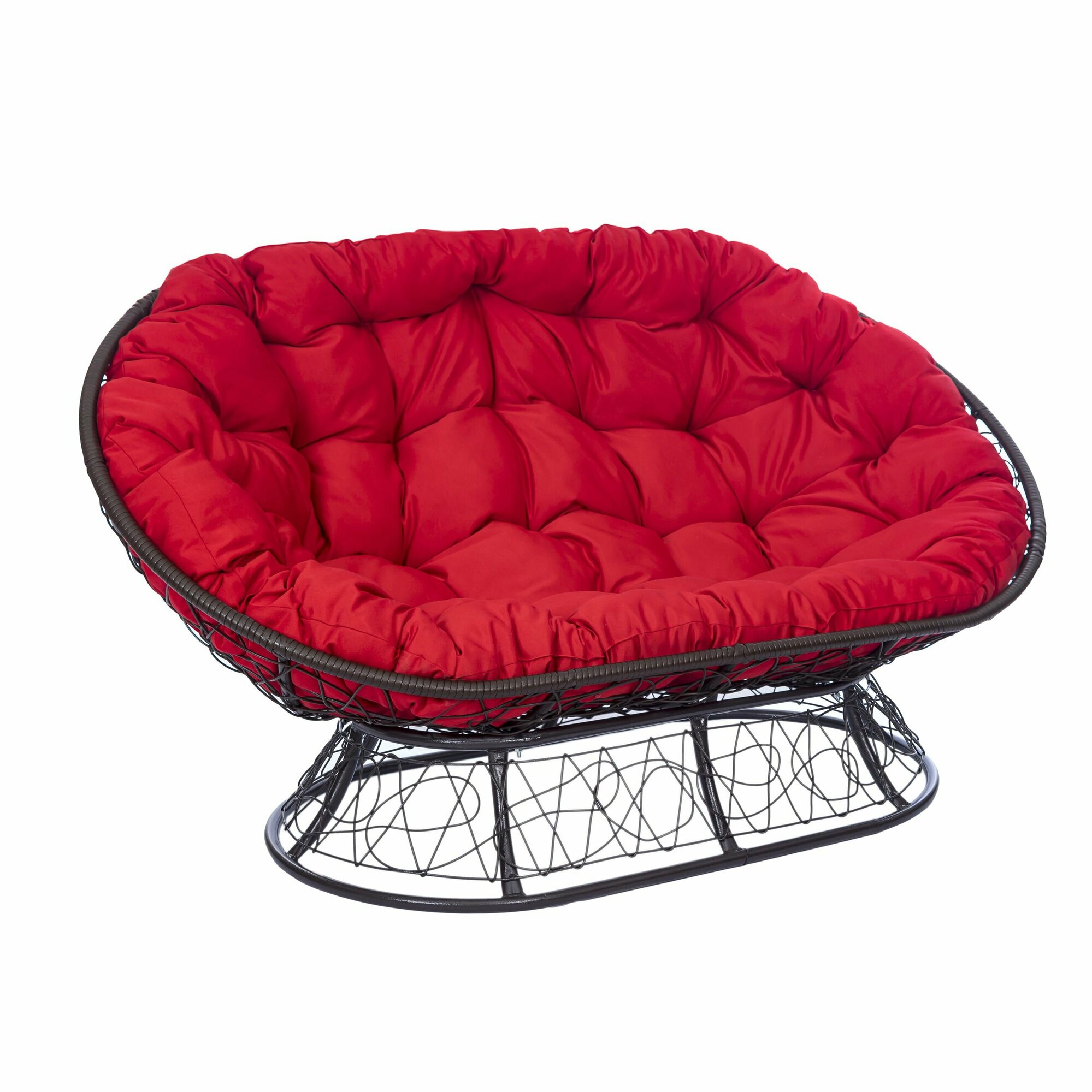 Диван садовый мамасан плюс коричневый + подушка красная