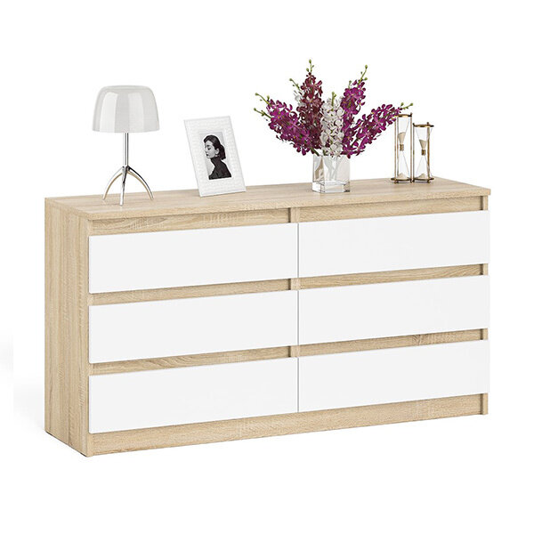 Комод Мори МК1380.6, цвет дуб сонома/белый