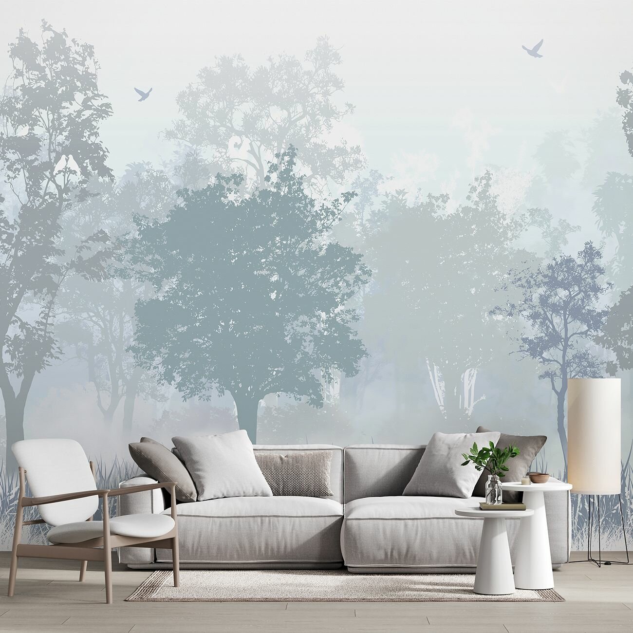 Фотообои/ F-403 Голубой лес в тумане 400х270-1Divino