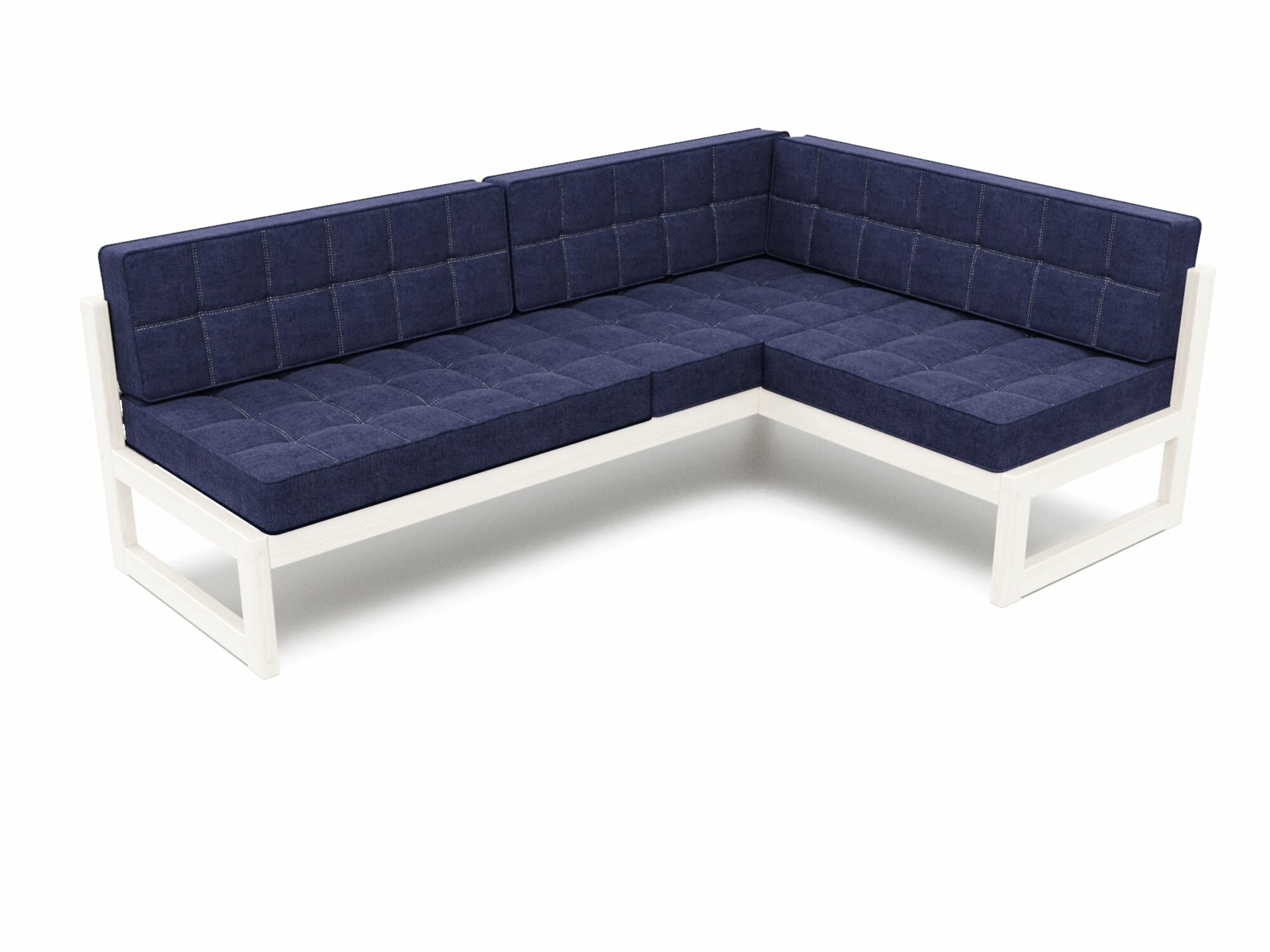 Угловой диван Arsko Сега-У правый, синий-беленый дуб, массив дерева, офисный, садовый, для кафе и бара, скандинавский лофт