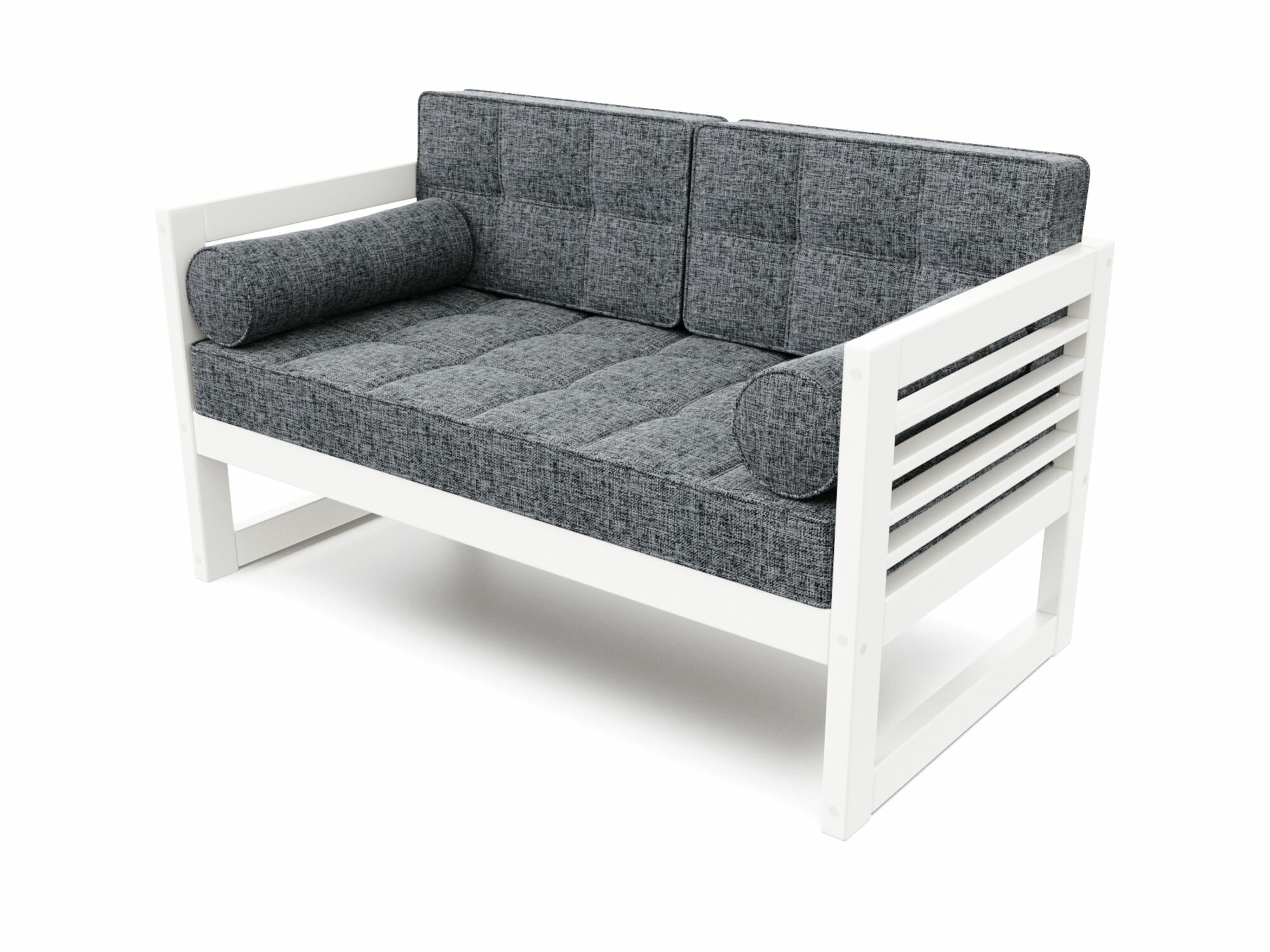 Мини диван Arsko Сега-М серый-белая эмаль, массив дерева, двухместный, садовый, для кафе и бара, для офиса, скандинавский лофт