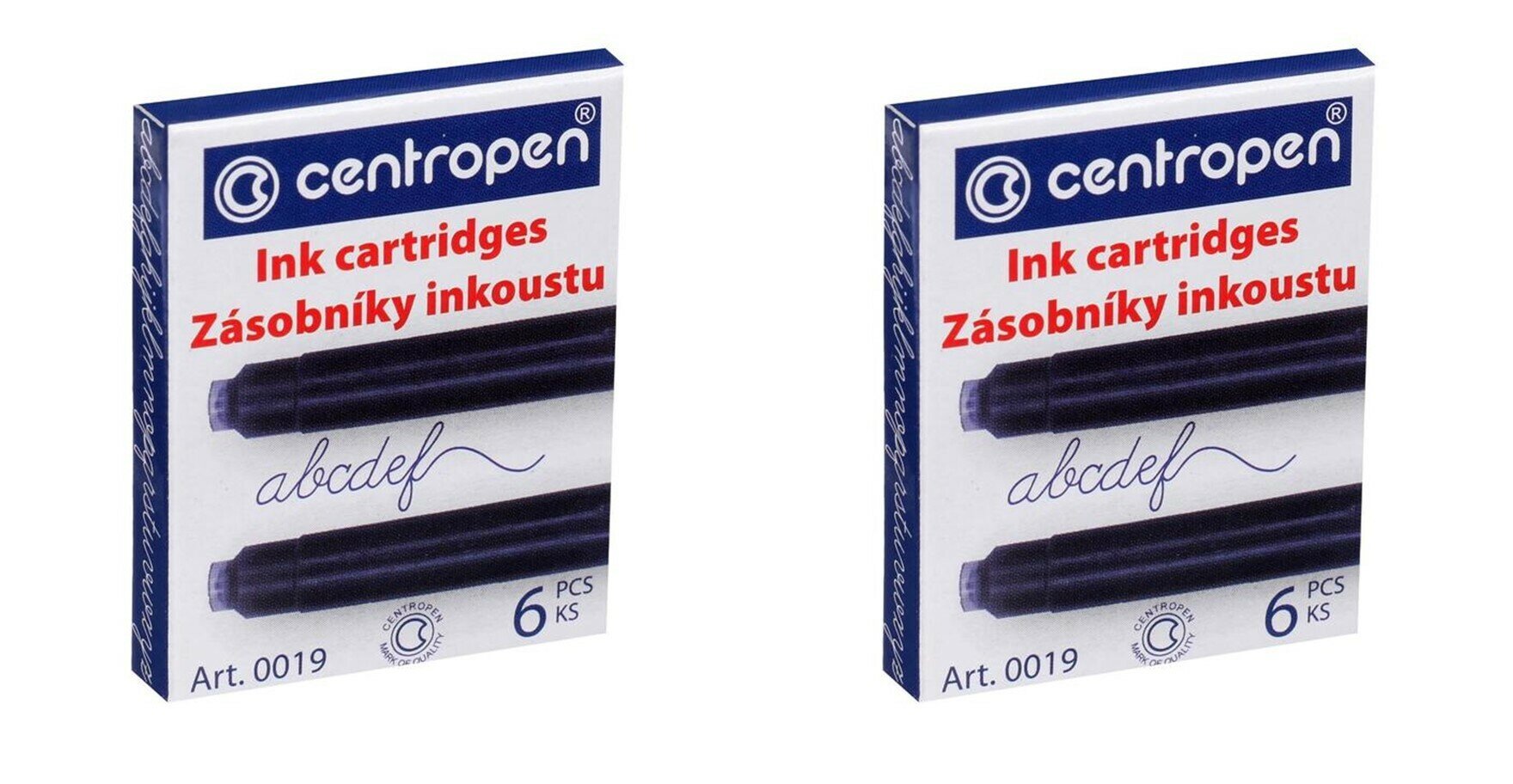 Набор картриджей для перьевых ручек 6 штук Centropen 0019/06, синий