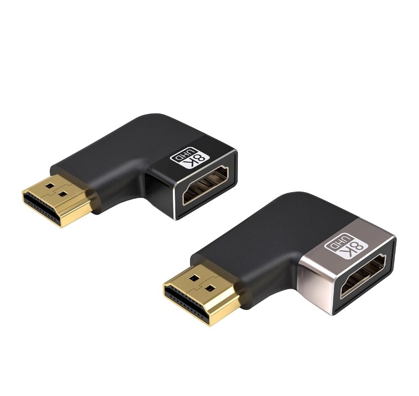 Адаптер "B&P" ver 2.1 HDMI 19F to HDMI 19M 8K UHD, 48Gbps правый
