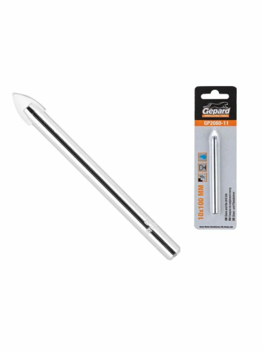 Gepard Сверло копьевидное по кафелю и стеклу 6x75 мм GP2080-06