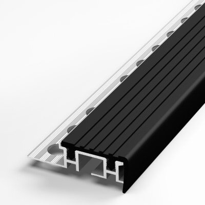 Угловая противоскользящая накладка на ступени Лука ПУ 10-1, 35х12,5 мм, длина 2,5 м, алюминиевая, со вставкой из ПВХ, черная 470