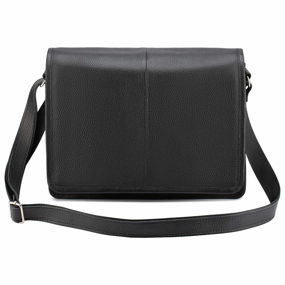 Сумка мессенджер Кожинка, фактура гладкая, чёрный