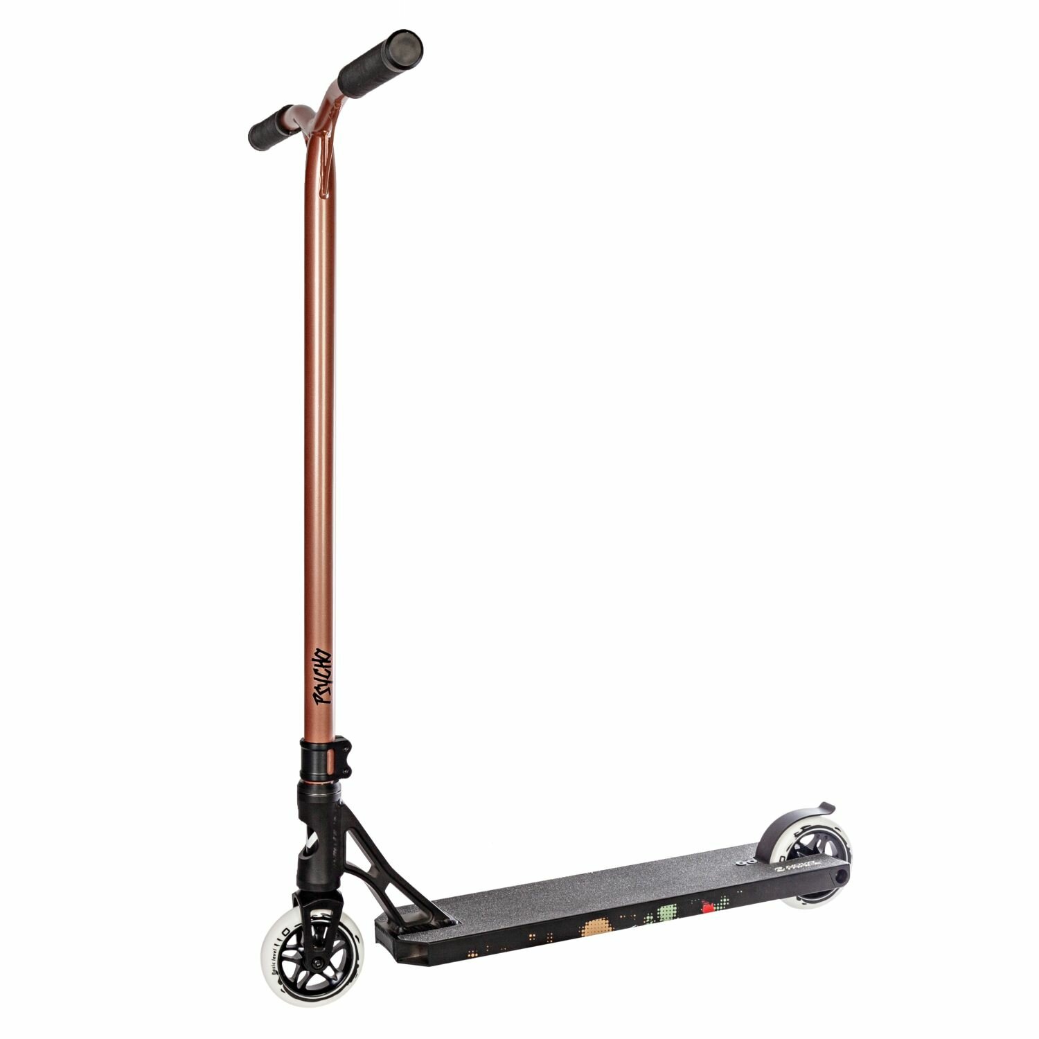 Самокат трюковый Novatrack Psycho 90 (2023), 110 мм, IHC, алюминий, черный с коричневым