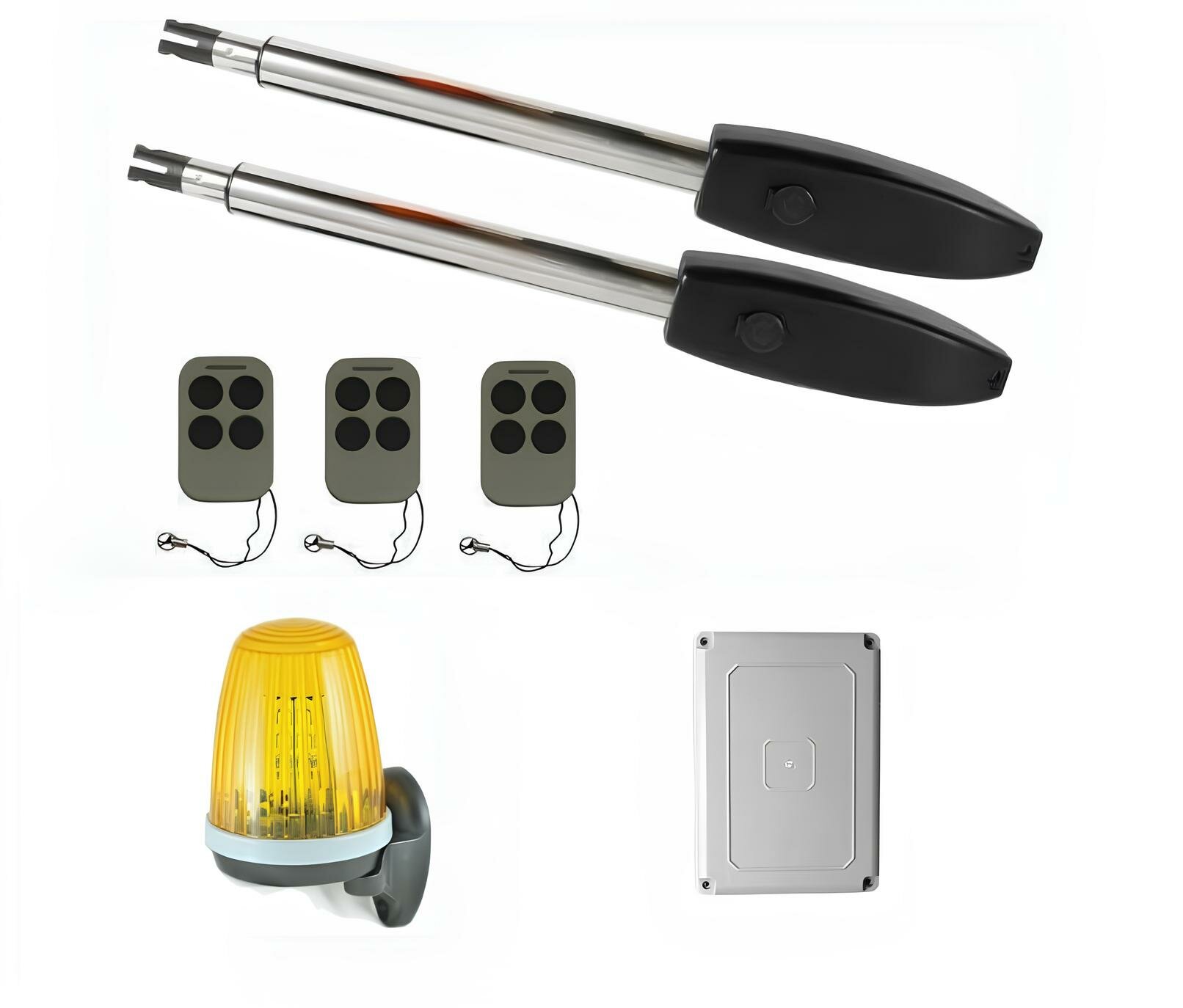 Автоматика для распашных ворот KSW-2500 FULL-T3-3K, комплект: 2 привода, блок управления, 3 пульта, фотоэлементы, лампа