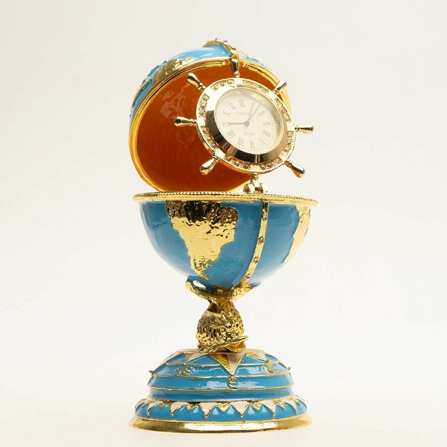 Шкатулка "Глобус с часами" в стиле "Фаберже"