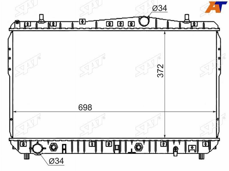 . SAT Радиатор охлаждения двигателя для Chevrolet Lacetti 04-13 , Tacuma 02-08 , Daewoo Gentra 13-15 , Nubira 99-03 , Ravon Gentra