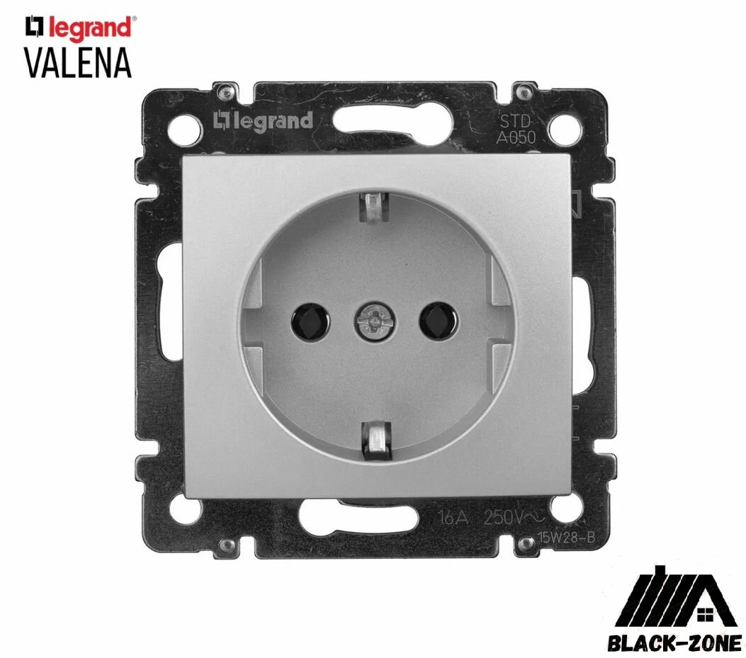 Розетка электрическая Legrand Valena (Алюминий) арт 770120 1 шт