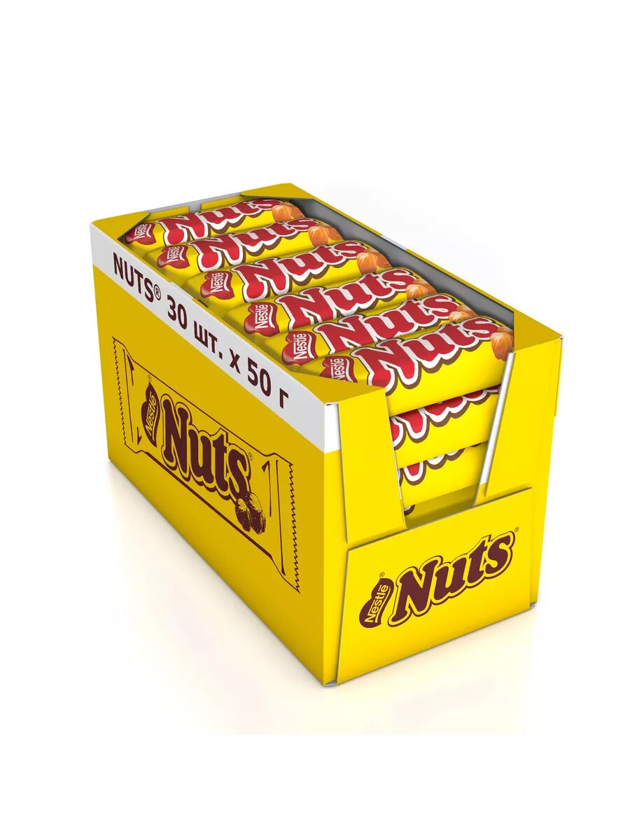 Шоколадный батончик Nuts с орехами 50г 30 шт