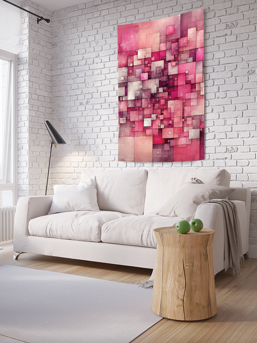 Вертикальное фотопанно на стену JoyArty "Розовые квадратики", из ткани, 100х150 см