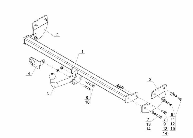 Фаркоп Avtos на HYUNDAI ELANTRA (2013-2016)(паспорт и сертификат в комплекте)(без электрики)HY 27 (90x20x16)