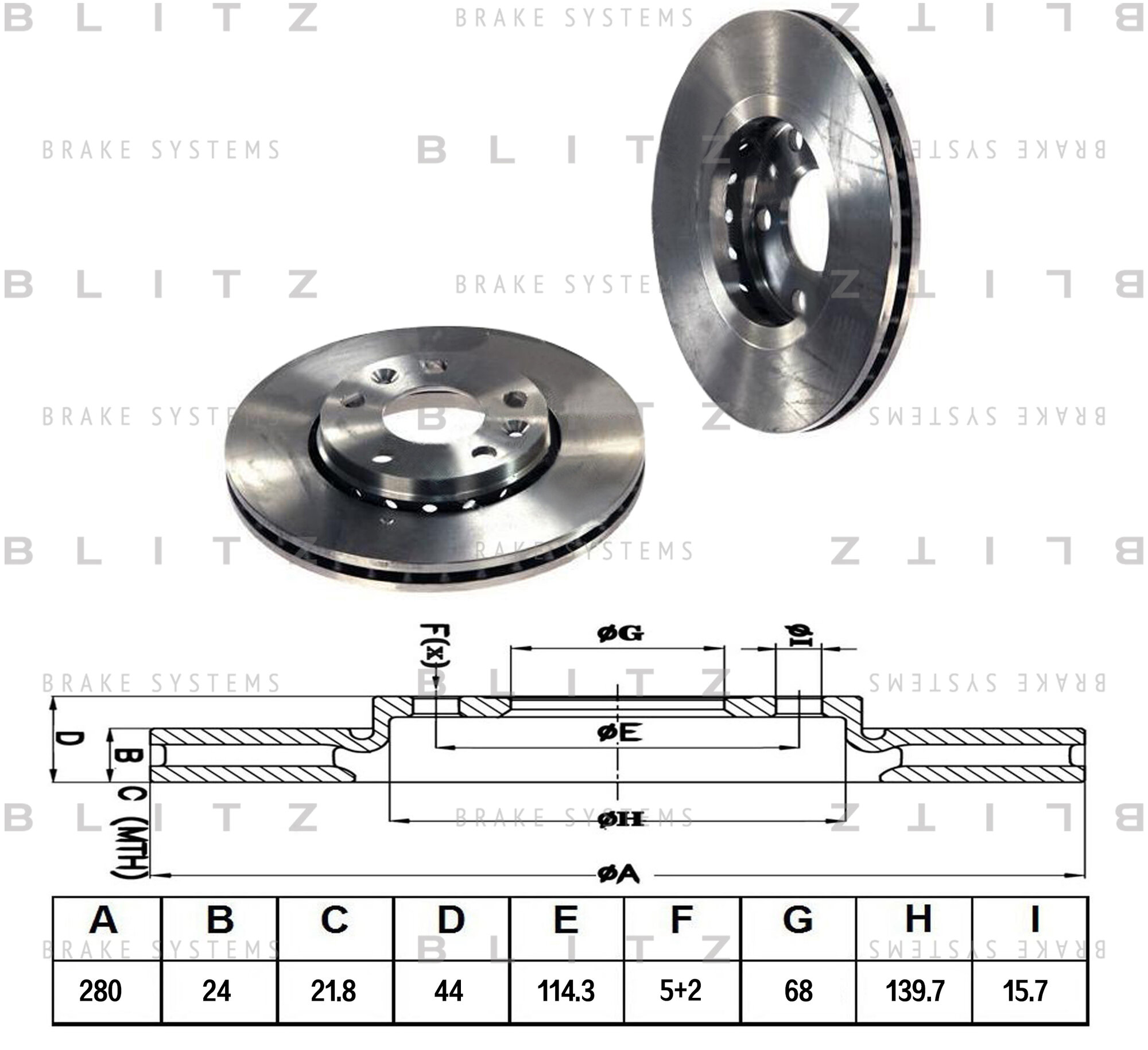 Диск тормозной перед Blitz BS0296