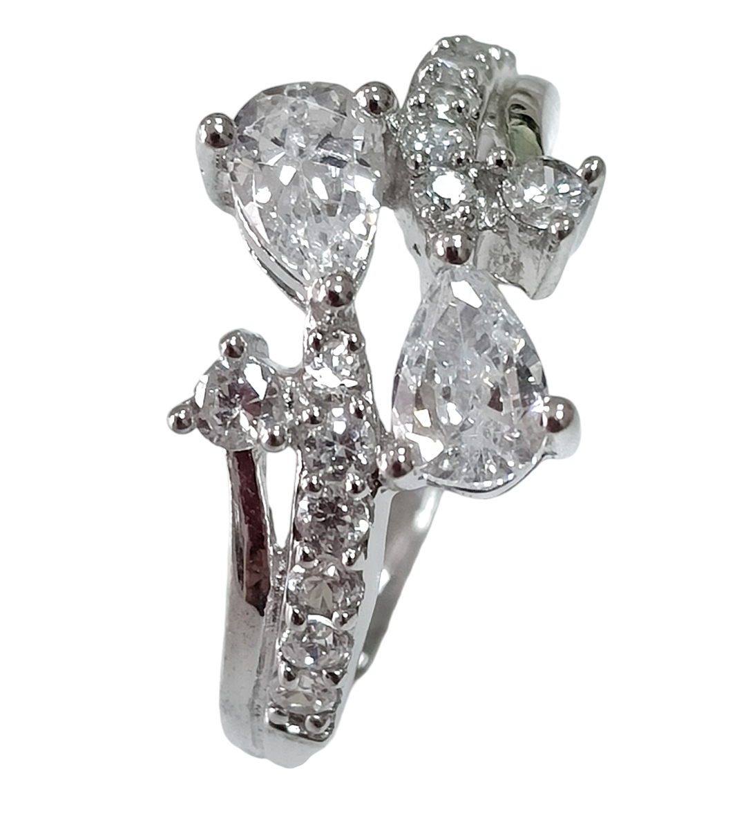 Кольцо, серебро, 925 проба, родирование, фианит