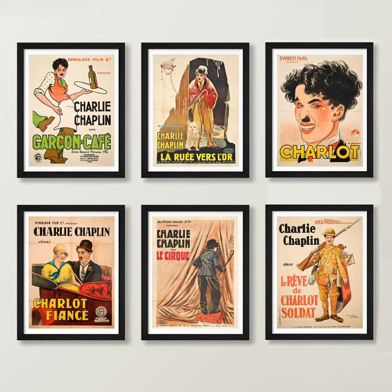 Набор Постеров Лучшие Чарли Чаплина, 6 шт без рамы, размер А4