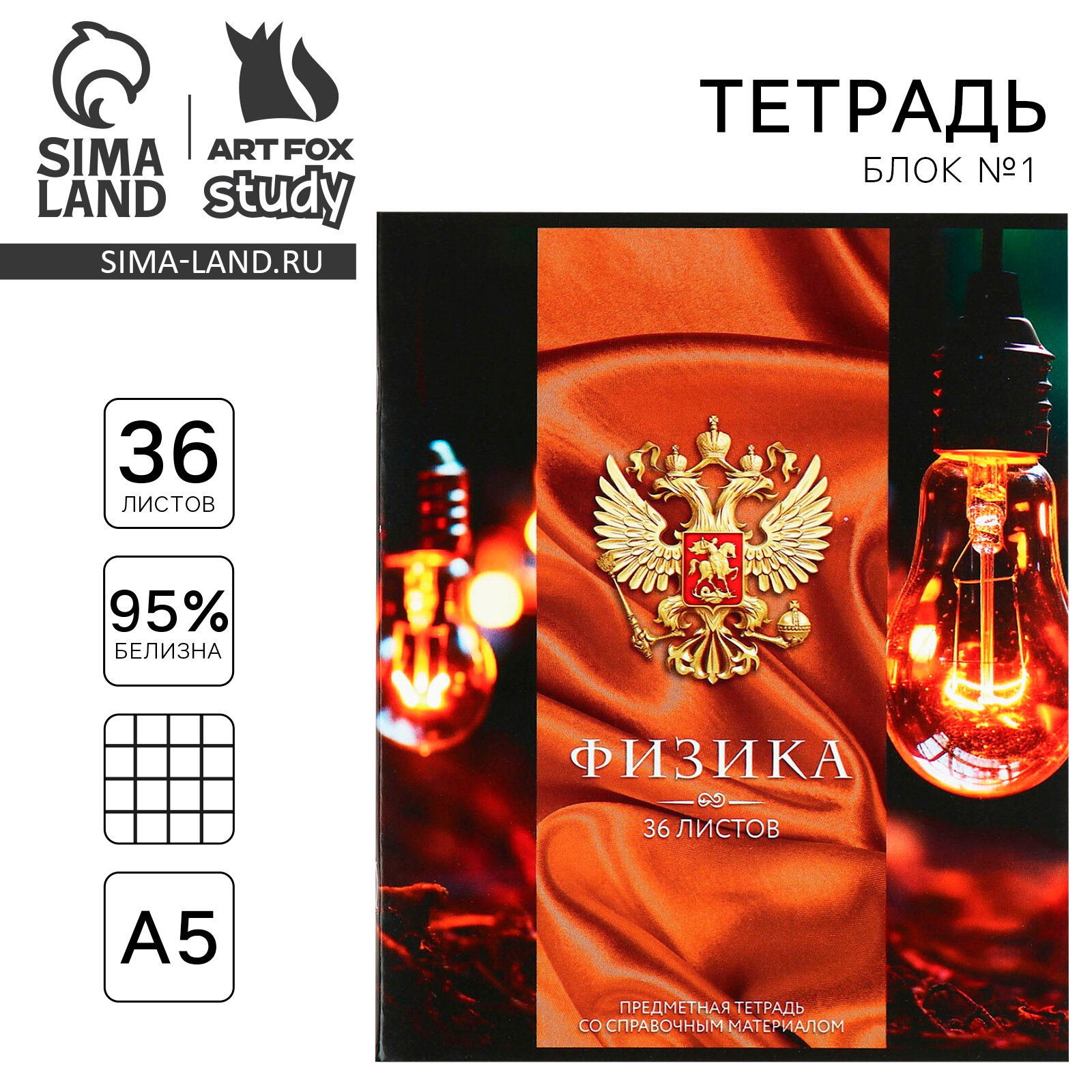 Тетрадь предметная А5, 36 л на скрепке «1 сентября: Россия. Физика», 10185362