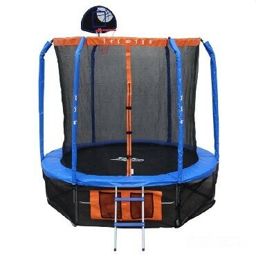 Батут экос BS-10FT-3 с сеткoй и баскетбольным кольцом, синий