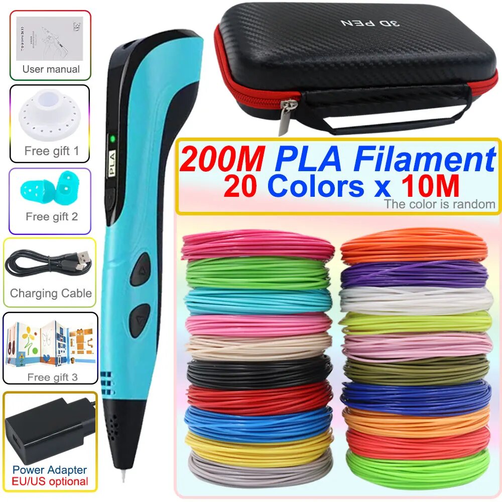 OUIO 3D-ручка для детей ЕС, Blue add 200M PLA