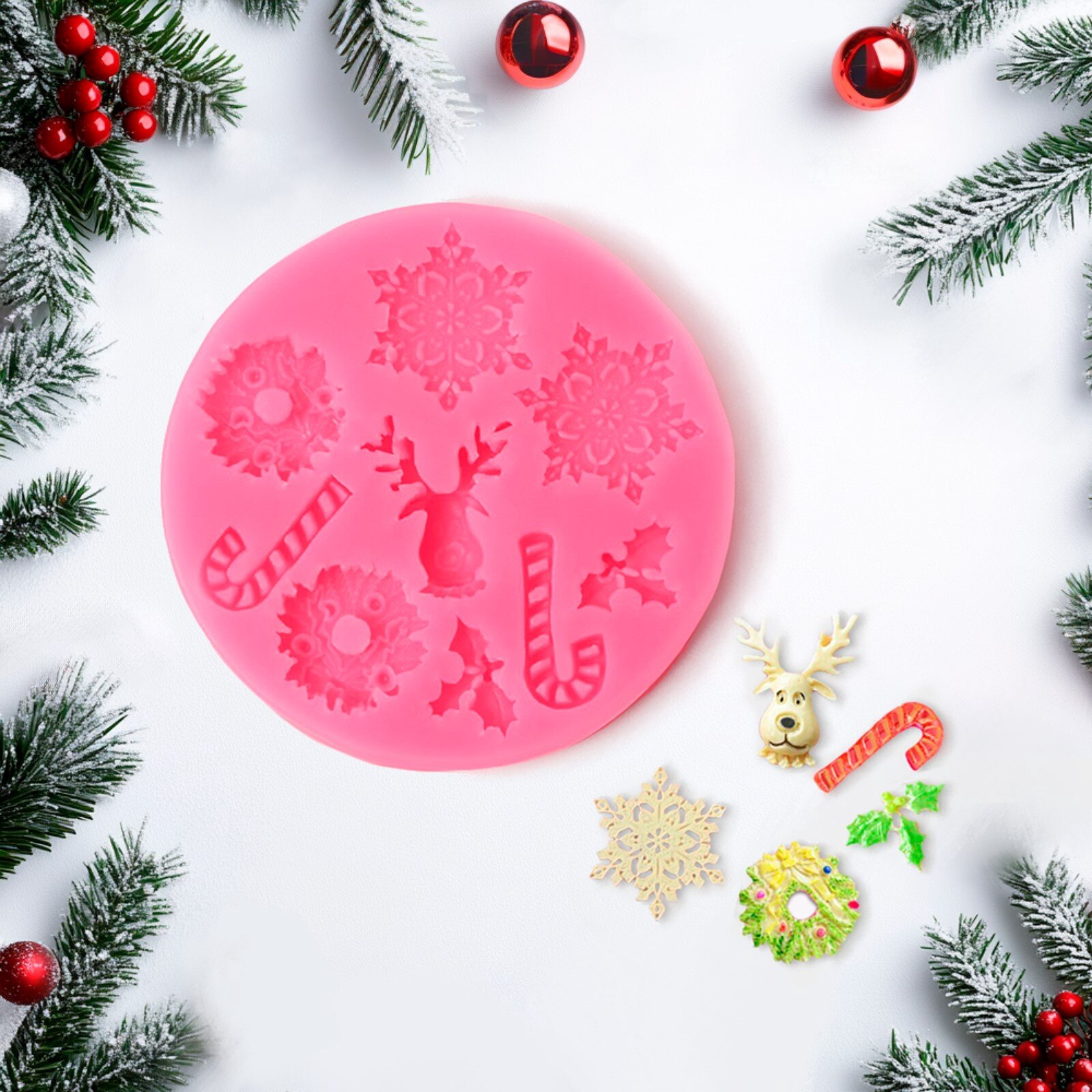 Молд силиконовый для шоколада «Снежинки», новогодний