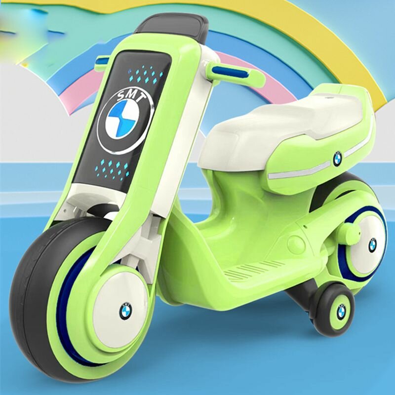 Детский электромотоцикл SMT116 20 Вт с двумя двигателями для мальчиков и девочек, зеленый