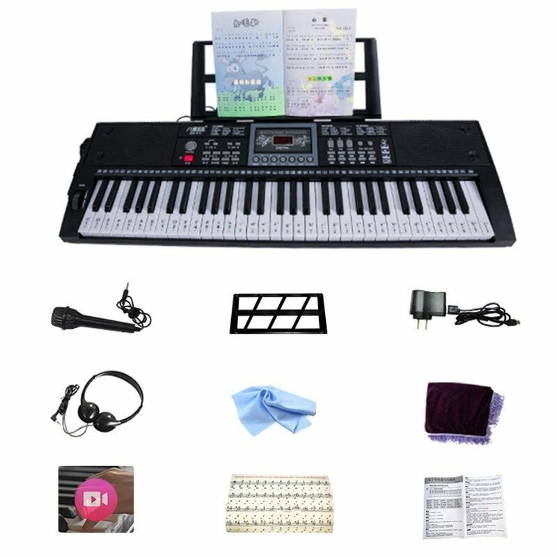 Цифровое фортепиано,61-клавишное многофункциональное фортепиано с 200 тонами, беспроводной двойной Bluetooth, черный