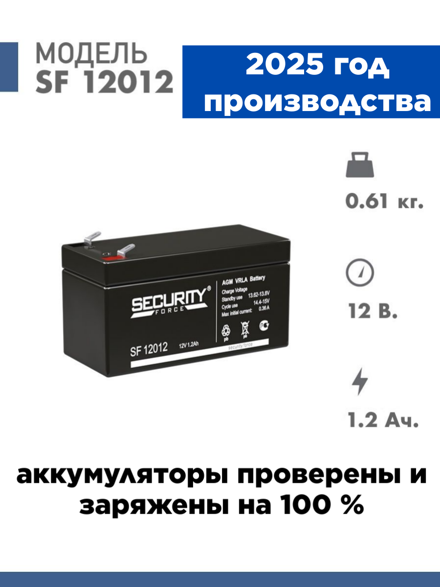 Аккумуляторная батарея Security Force SF 12012 12v 1.2Ah