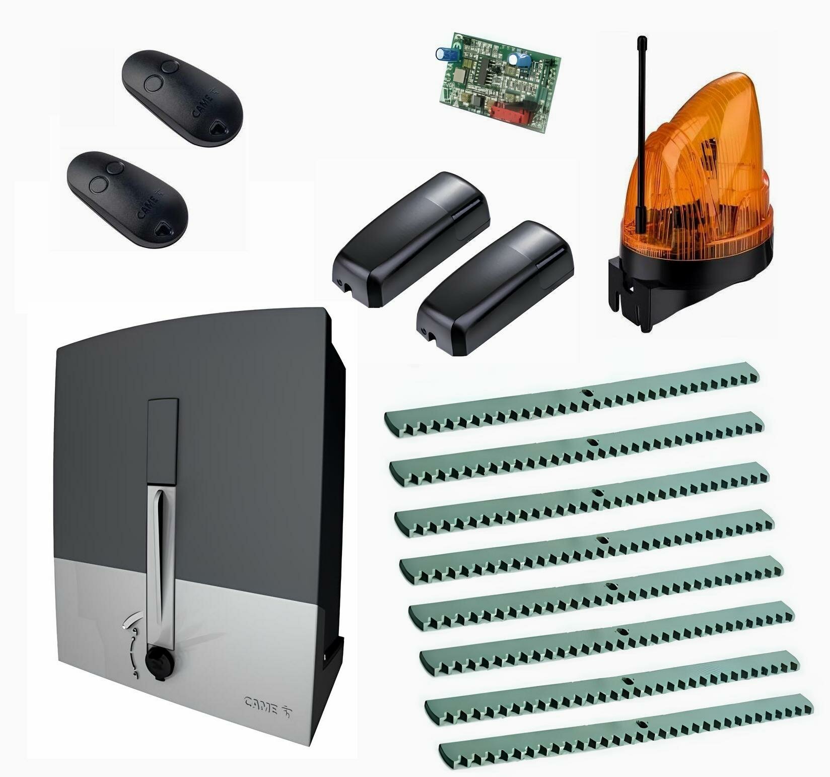 Автоматика для откатных ворот BXL04AGS FULL8-K2, комплект: привод, радиоприемник, 2 пульта, фотоэлементы, лампа, 8 реек