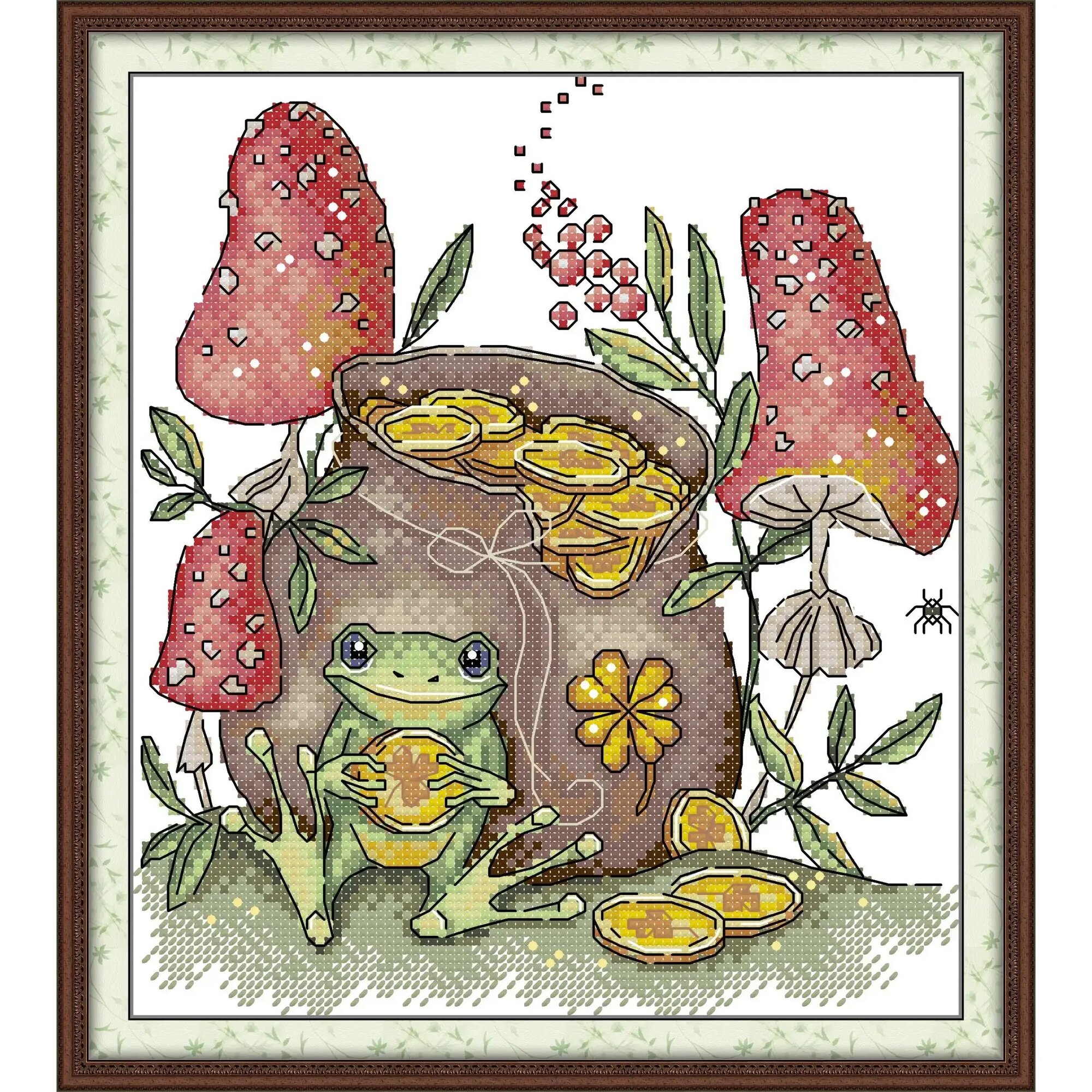 Набор для вышивки крестом Joy Sunday "Сокровище лягушки" 14CT White Cloth