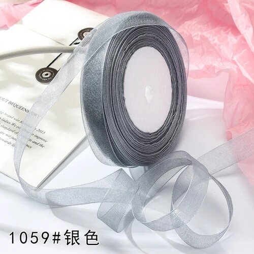 Лента органза мerylover 12-40 мм 50 ярдов Silver, 12mm organza
