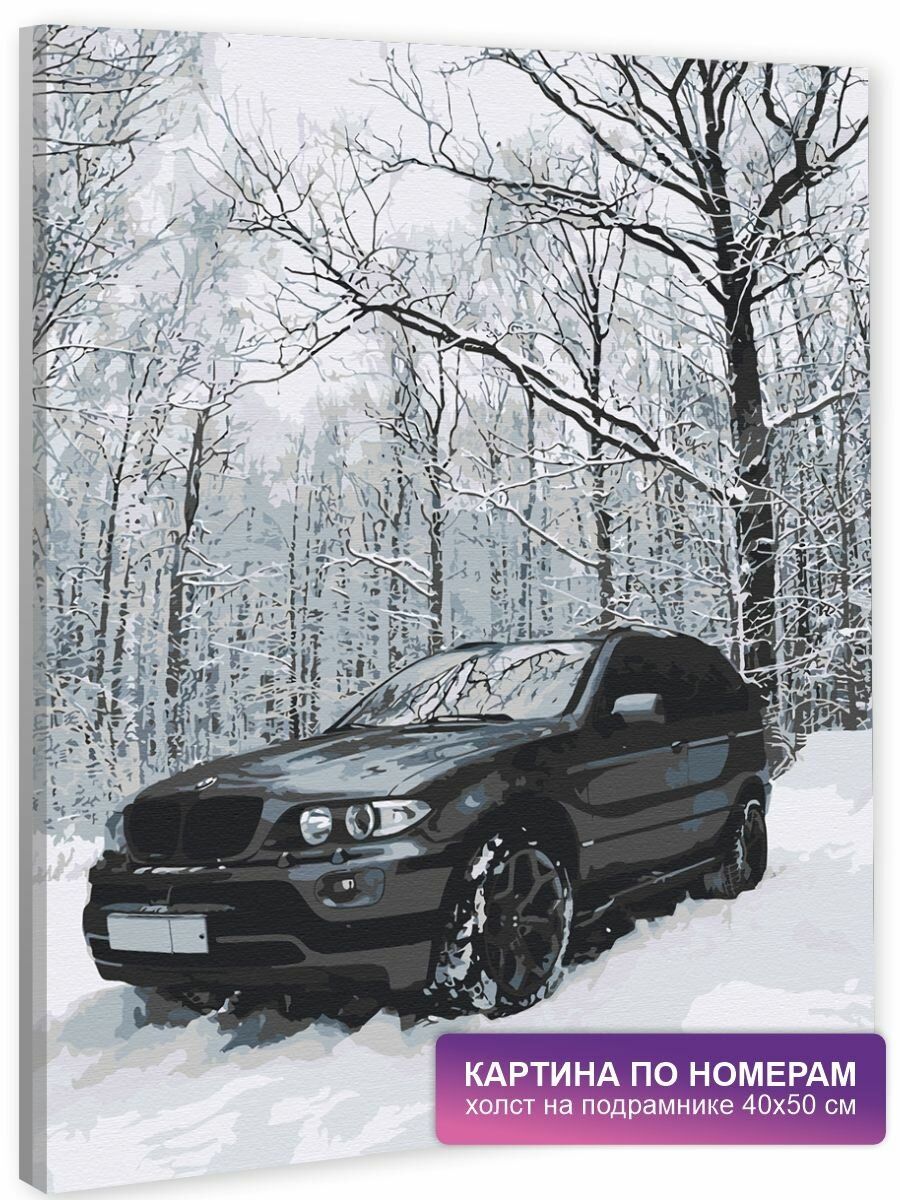 Картина по номерам на холсте с подрамником 40х50 см. Автомобиль, машина. "БМВ, BMW Х5", арт. 5439/