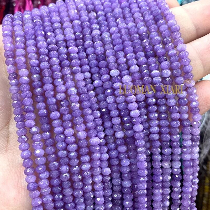 Натуральные бусины халцедон, аквамарин, турмалин, апатит LUOMAN XIARI Фиолетовый, purple angelite