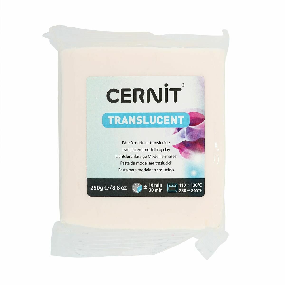 Пластика Cernit "Translucent", полимерная, запекаемая, прозрачная, цвет 005, белая, 250 г, CE0920250