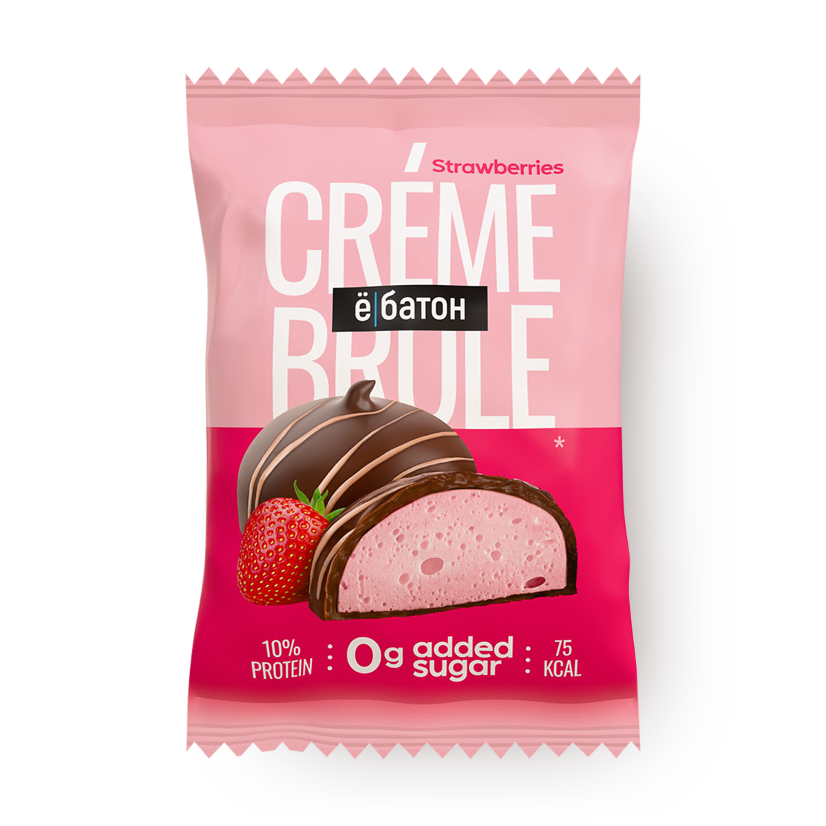 Десерт ягодный Ё|Батон Crеme Brule, клубника, с сахаром, 35 г