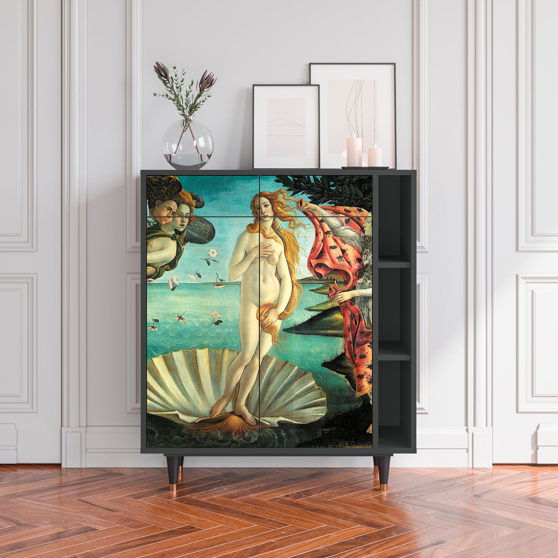 Комод - STORYZ - BS6 The Birth of Venus by Botticelli, Размер - 94 x 110 x 41 см, Цвет корпуса - , Антрацит