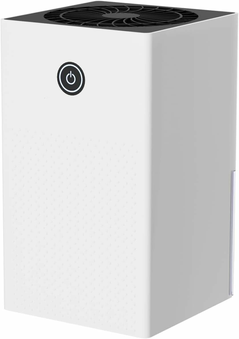 Осушитель воздуха 300 кв. футов: резервуар 1 л, бесшумный с автоотключением, для дома/ванной/гардероба (белый)