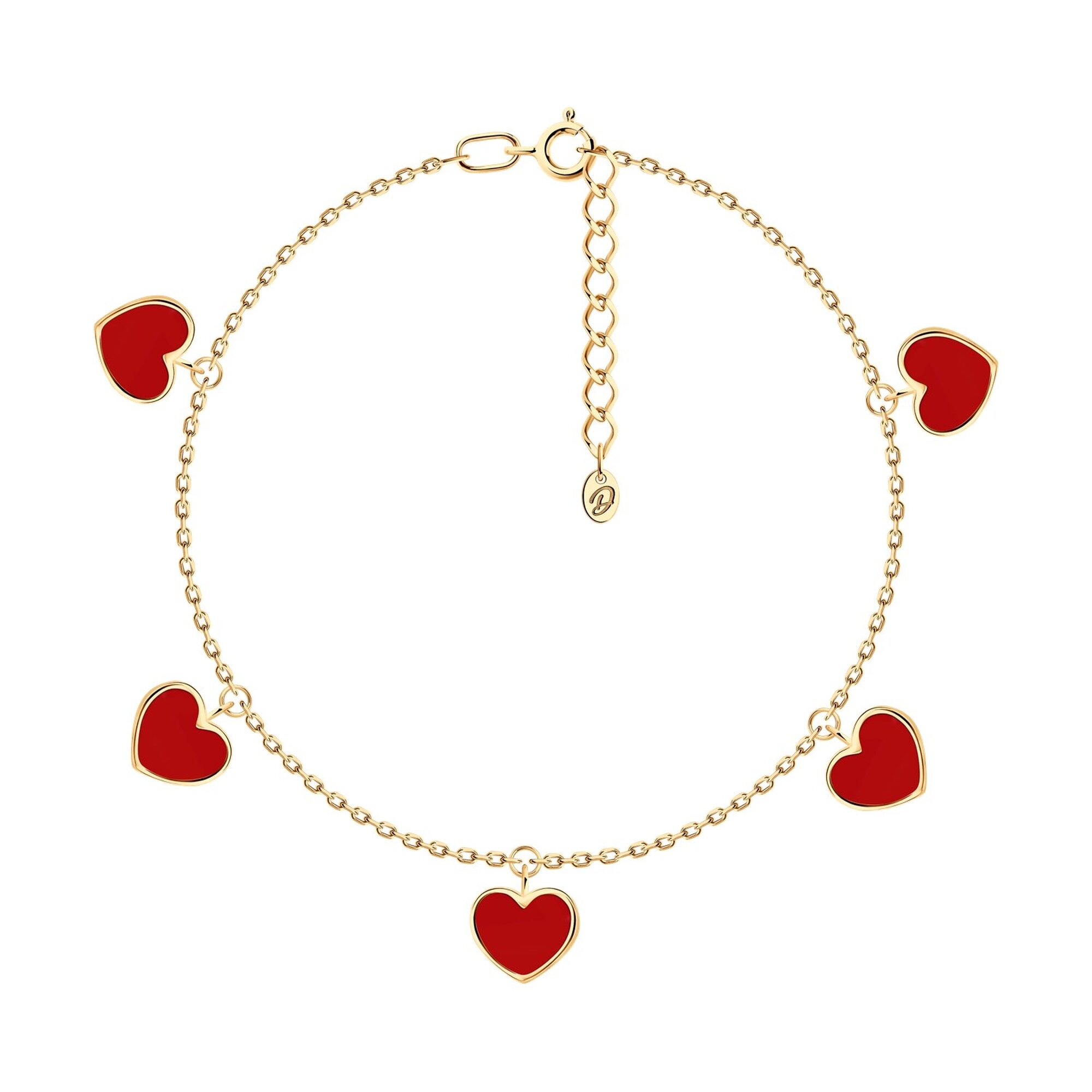 Браслет, серебро, 925 проба, золочение, эмаль