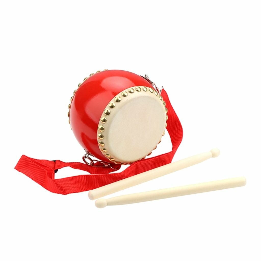 Детский барабан из воловьей кожи, Деревянная игрушка, Детский барабан с молотком и ремешком, Игрушечный ударный инструмент для детей
