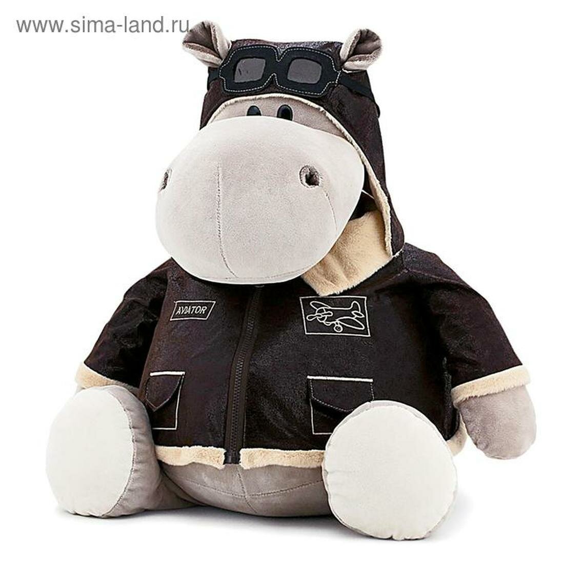 Мягкая игрушка Orange Toys "Бегемот Авиатор", искусственный мех, синтепон, 20см
