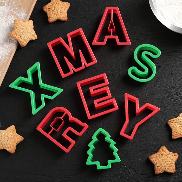 !09 Набор форм для вырезания печенья Merry Xmas, 8 шт