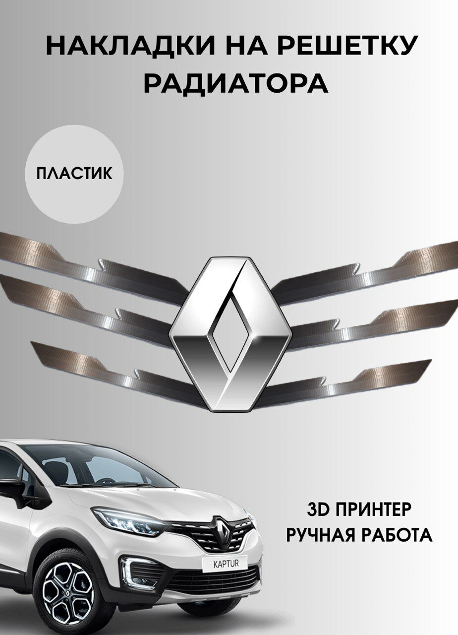 Накладка на решетку радиатора "Renault Kaptur c 20 г. в, нижняя, цвет серебро