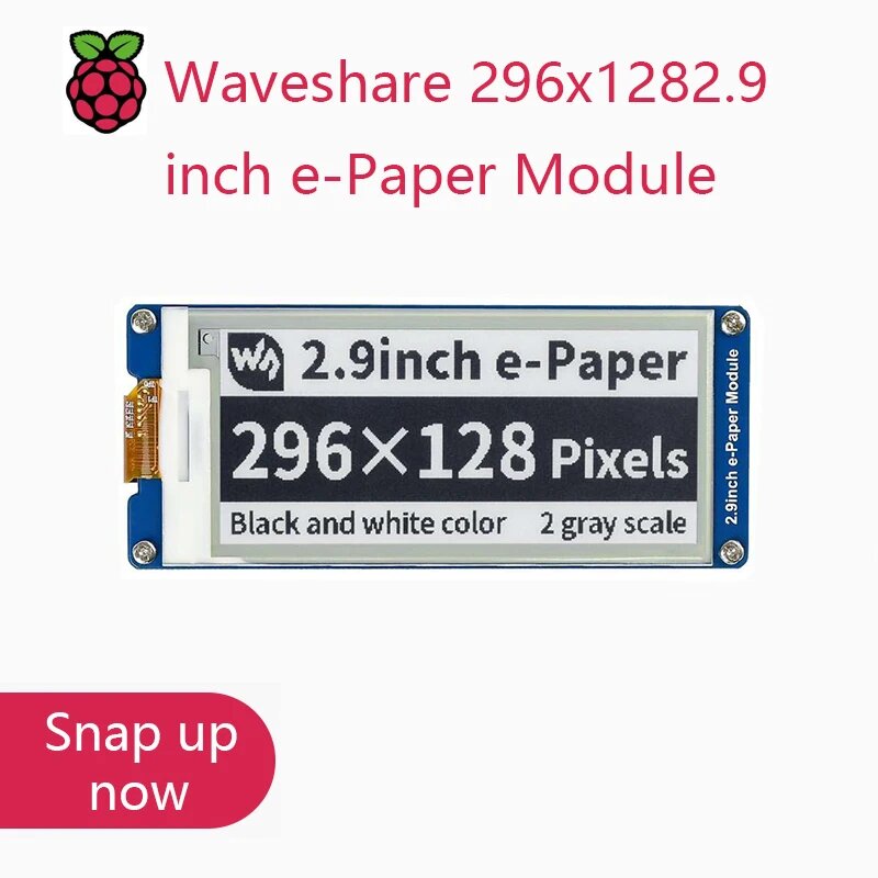 Модуль электронной бумаги Waveshare 296x1282,9 дюйма, дисплей E-Ink 2,9 дюйма, интерфейс SPI, для Raspberry Pi, два цвета: черный, белый, часное обновление